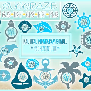 Nautical Monogram Bundle SVG Files for Cricut Silhouette - Dxf Eps Pdf ...
