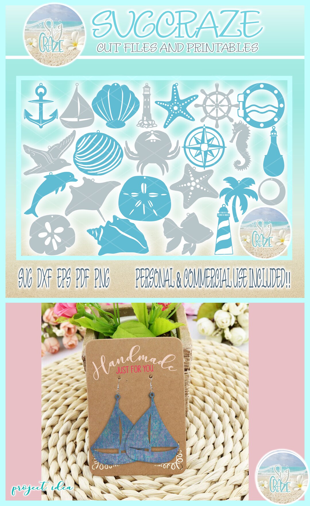 Nautical Faux Leather Earring SVG Bundle | Wood Acrylic Earring Pendant ...