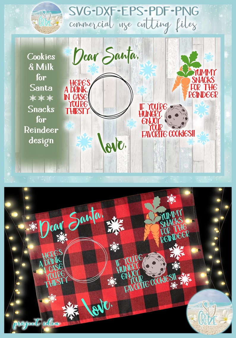 Dear Santa Cookies Snacks for Reindeer Rectangle Tray Placemat - Etsy