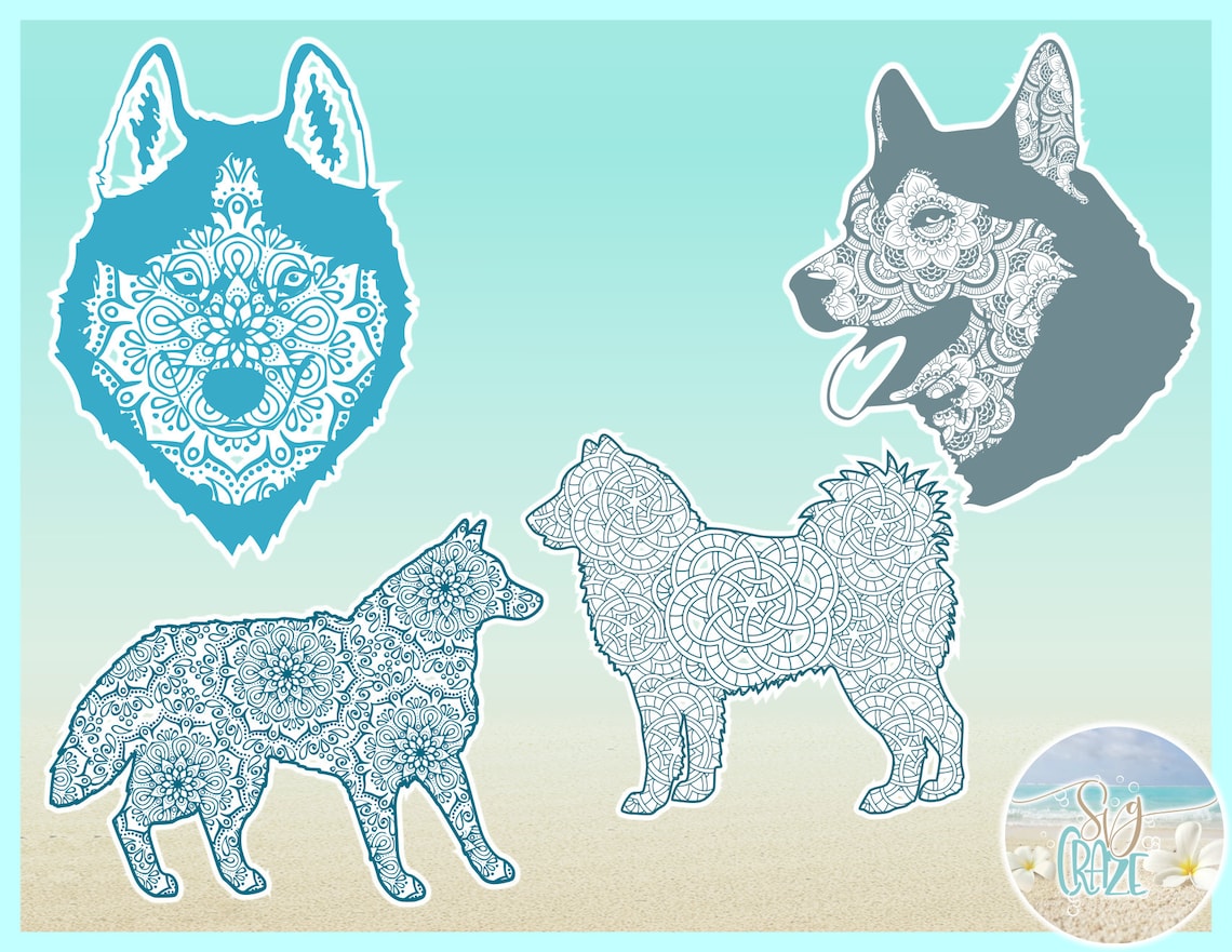 Siberian Husky Mandala Zentangle Bundle SVG Files for Cricut Silhouette ...