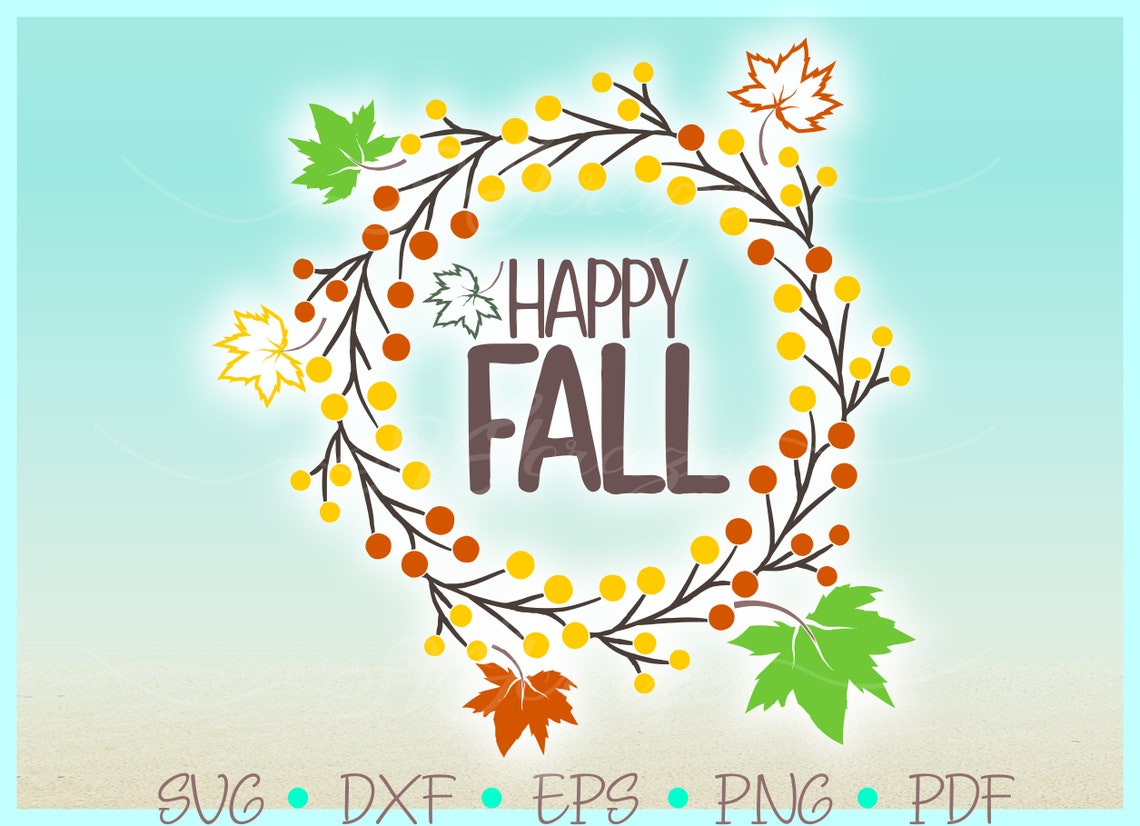 Happy Fall Leaf and Berries Wreath SVG Files for Cricut | Etsy