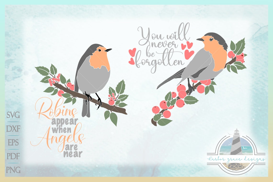 Robins and Memorial Quotes SVG Bundle Christmas Robin SVG - Etsy