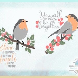 Robins and Memorial Quotes SVG Bundle - Christmas Robin SVG - Robin Svg ...
