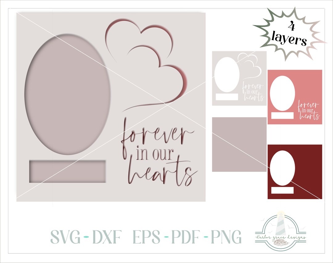 3D Memorial Picture Frame SVG - Forever in Our Hearts SVG Files for ...