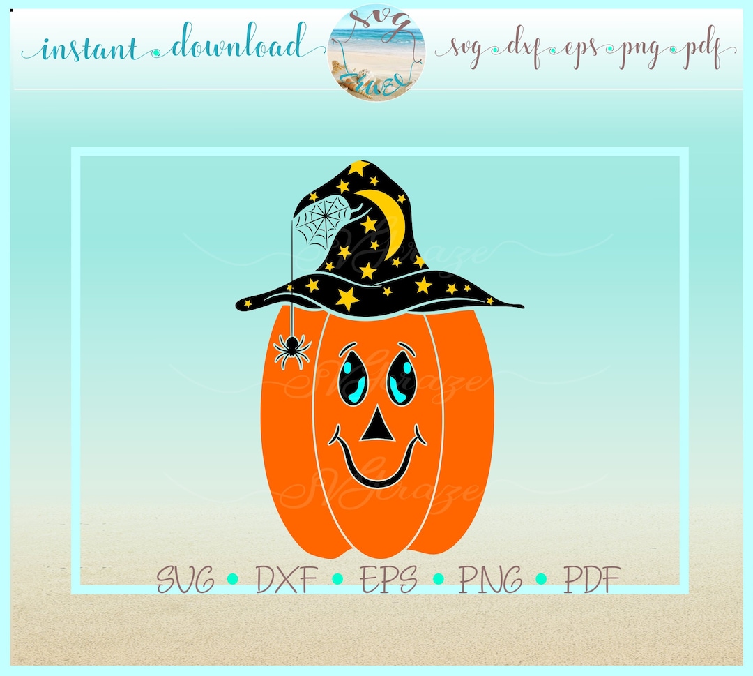 Pumpkin Jack O Lantern Witch Hat SVG Files for Cricut Silhouette - Dxf ...