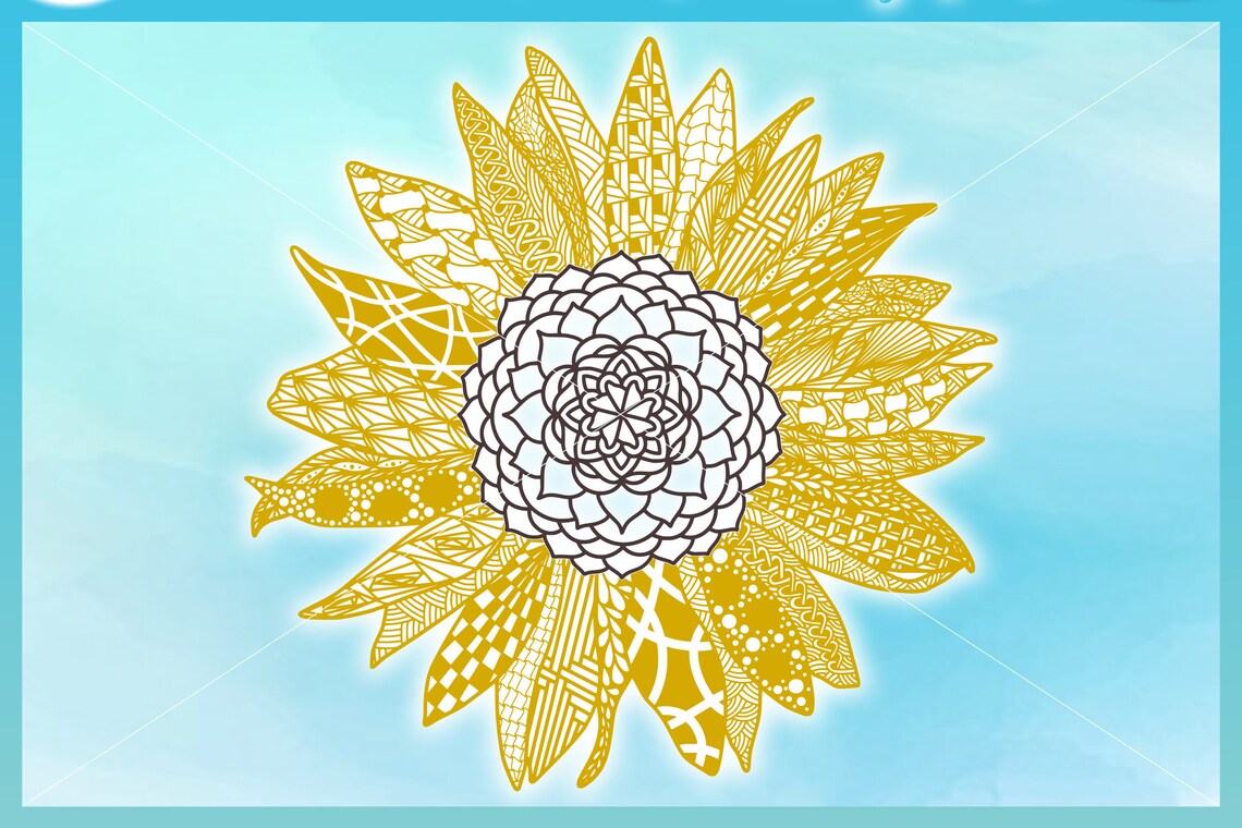 Sunflower Mandala Zentangle SVG Files for Cricut Silhouette - Dxf Eps ...