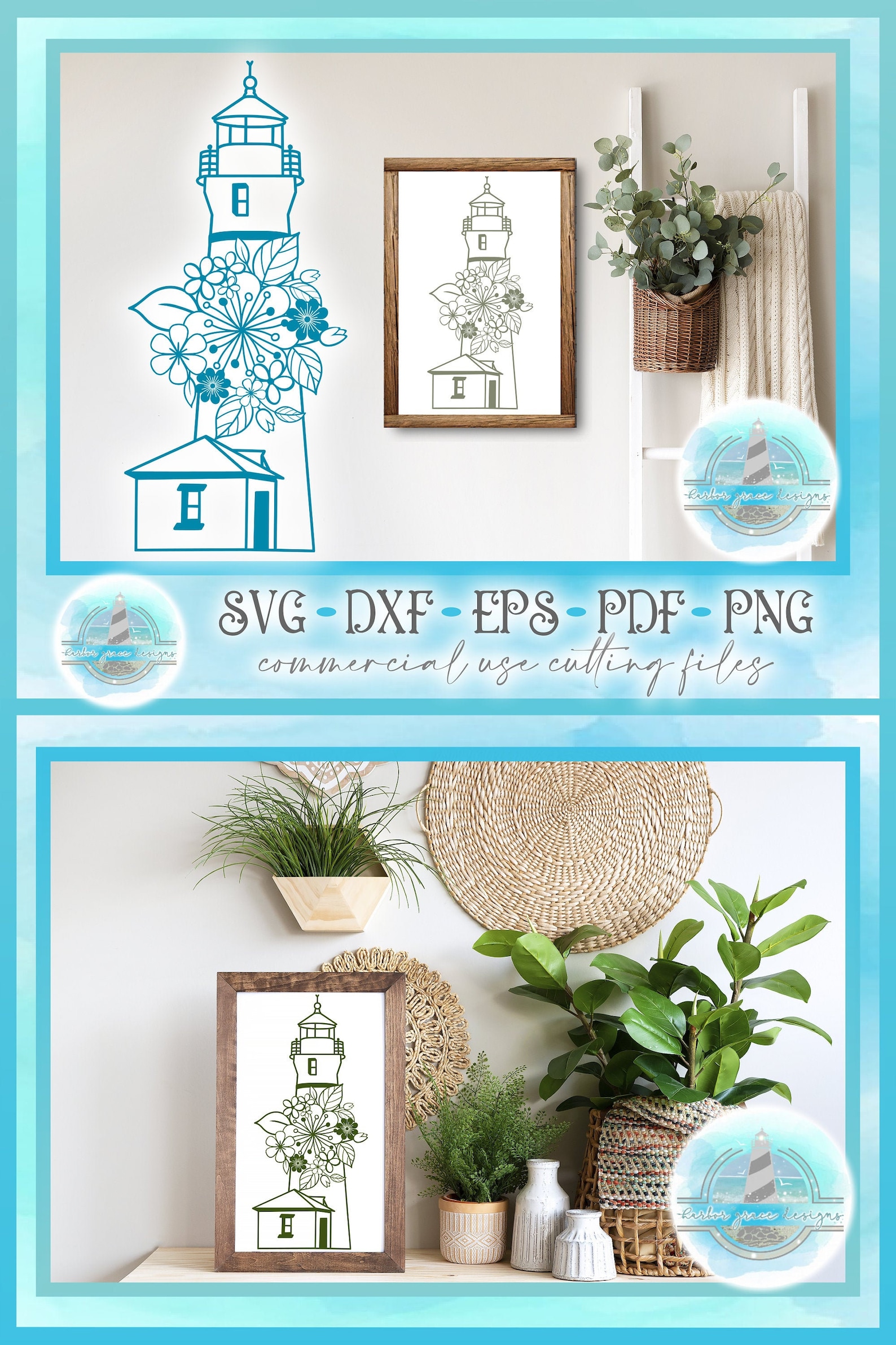 Lighthouse Floral Mandala Zentangle SVG Files for Cricut Dxf - Etsy