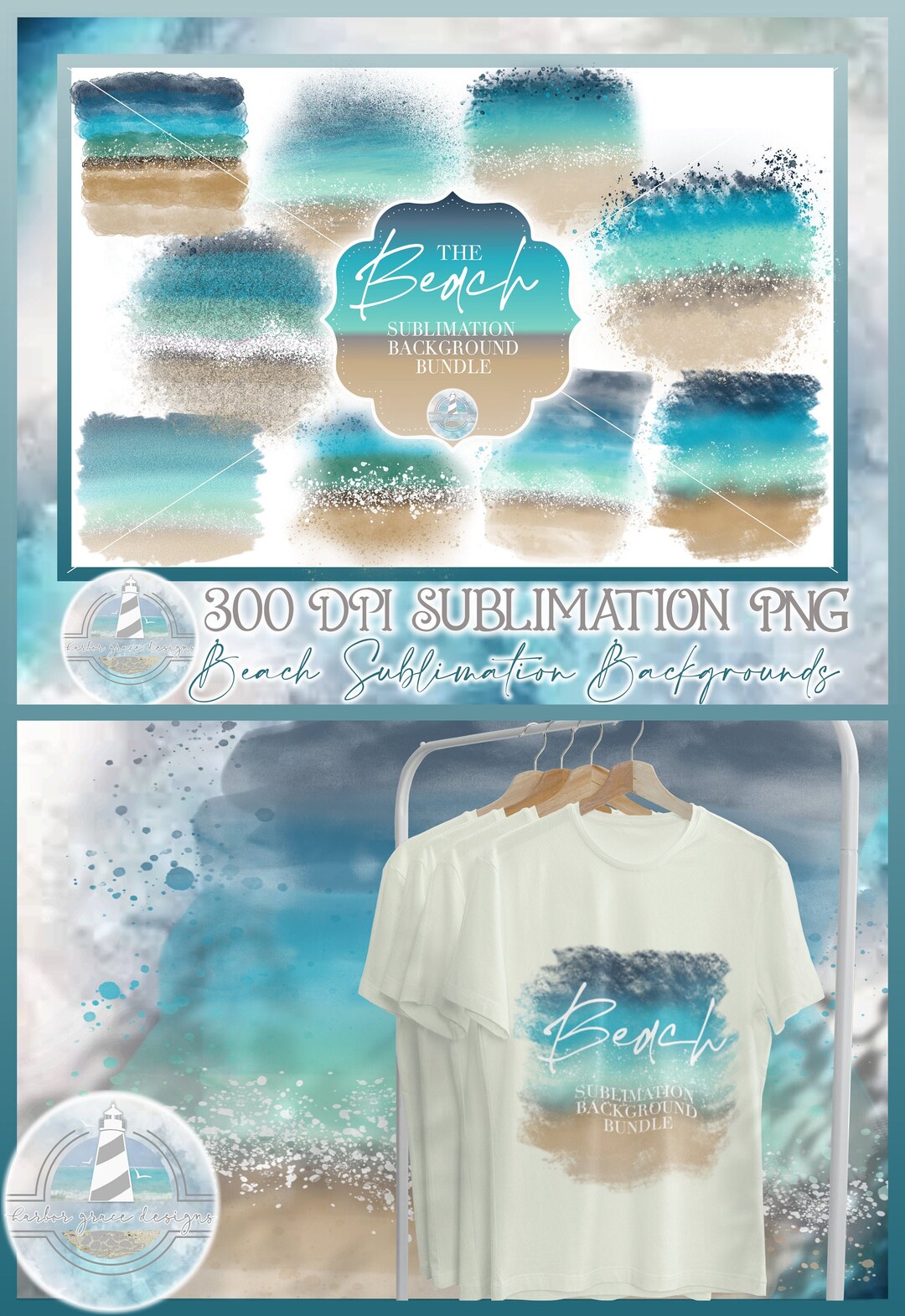Beach Background for Sublimation Bundle - Summer Sublimation Designs ...
