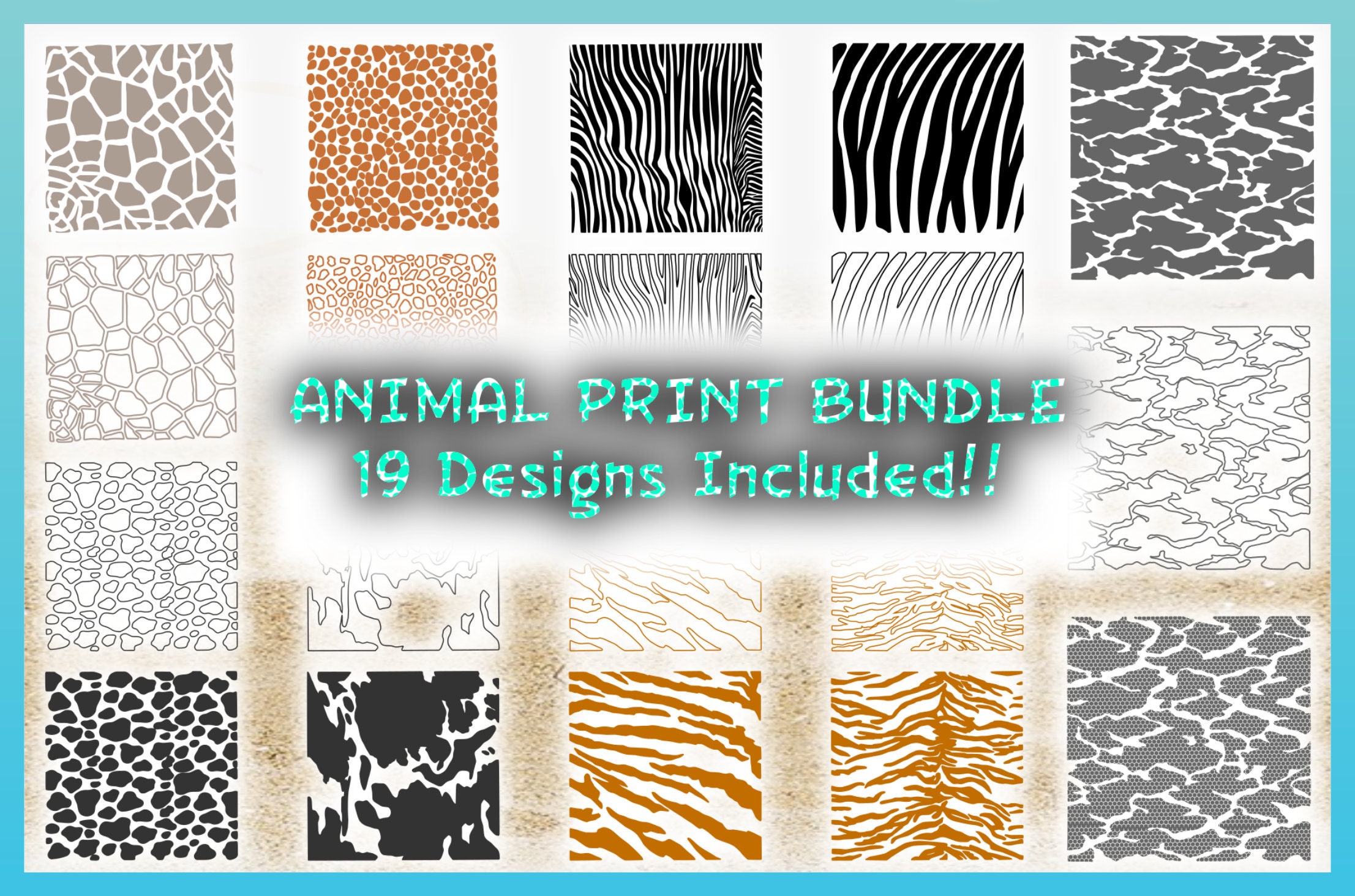 Animal Print Bundle SVG Files for Cricut Silhouette Dxf Eps - Etsy