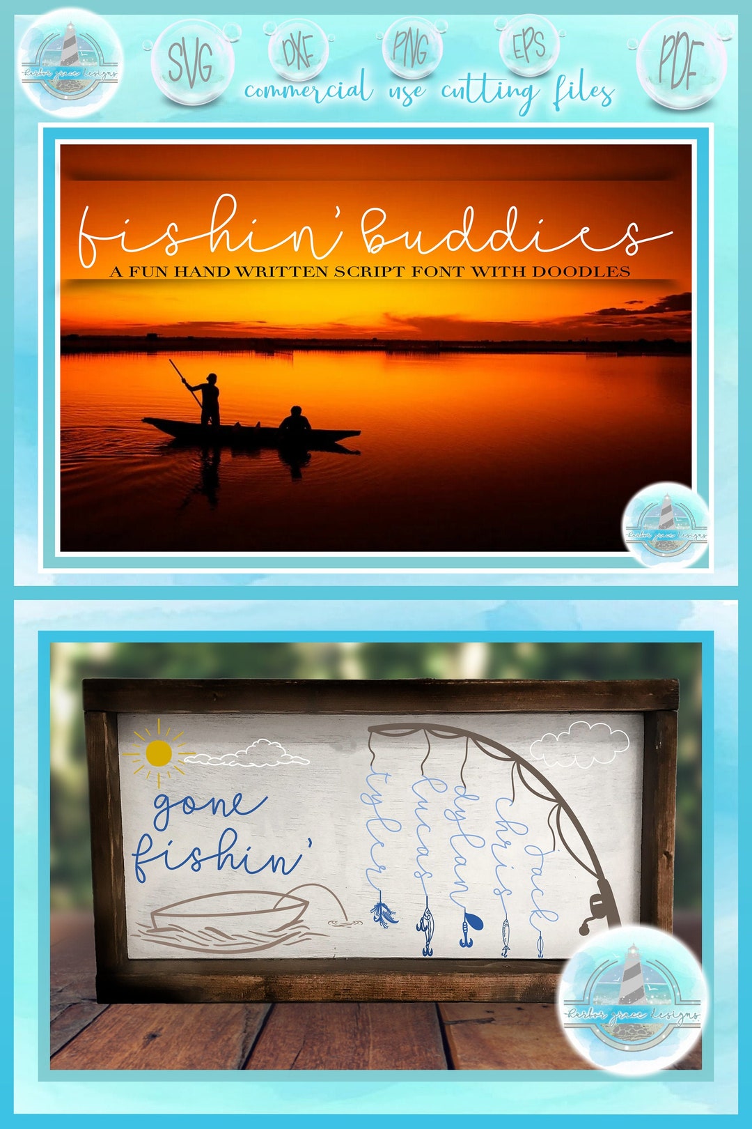 Fishin' Buddies Font With Doodles | Hooked on Daddy Grand Dad Fishing ...