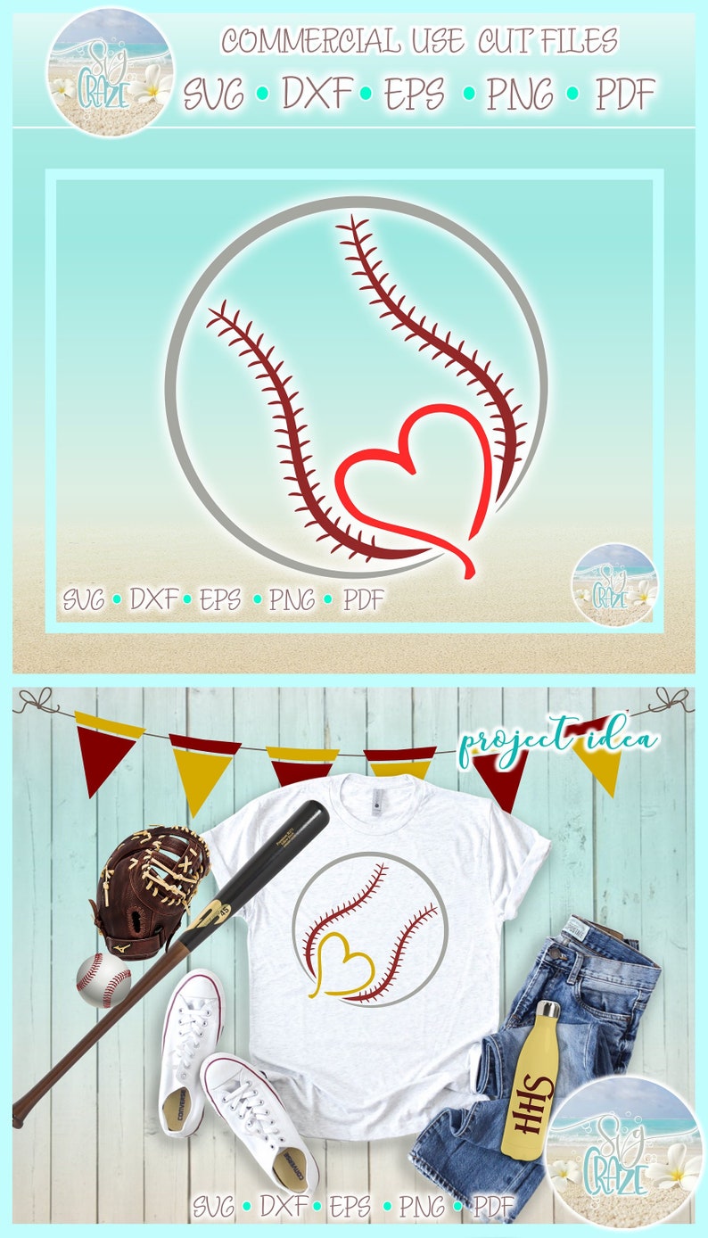 Baseball With Heart Sports Enthusiast SVG Files for Cricut | Etsy