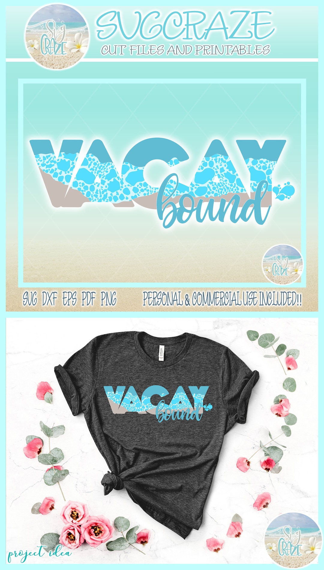 Vacay Vacation Bound SVG Dxf Eps Pdf PNG Files for Cricut Silhouette ...