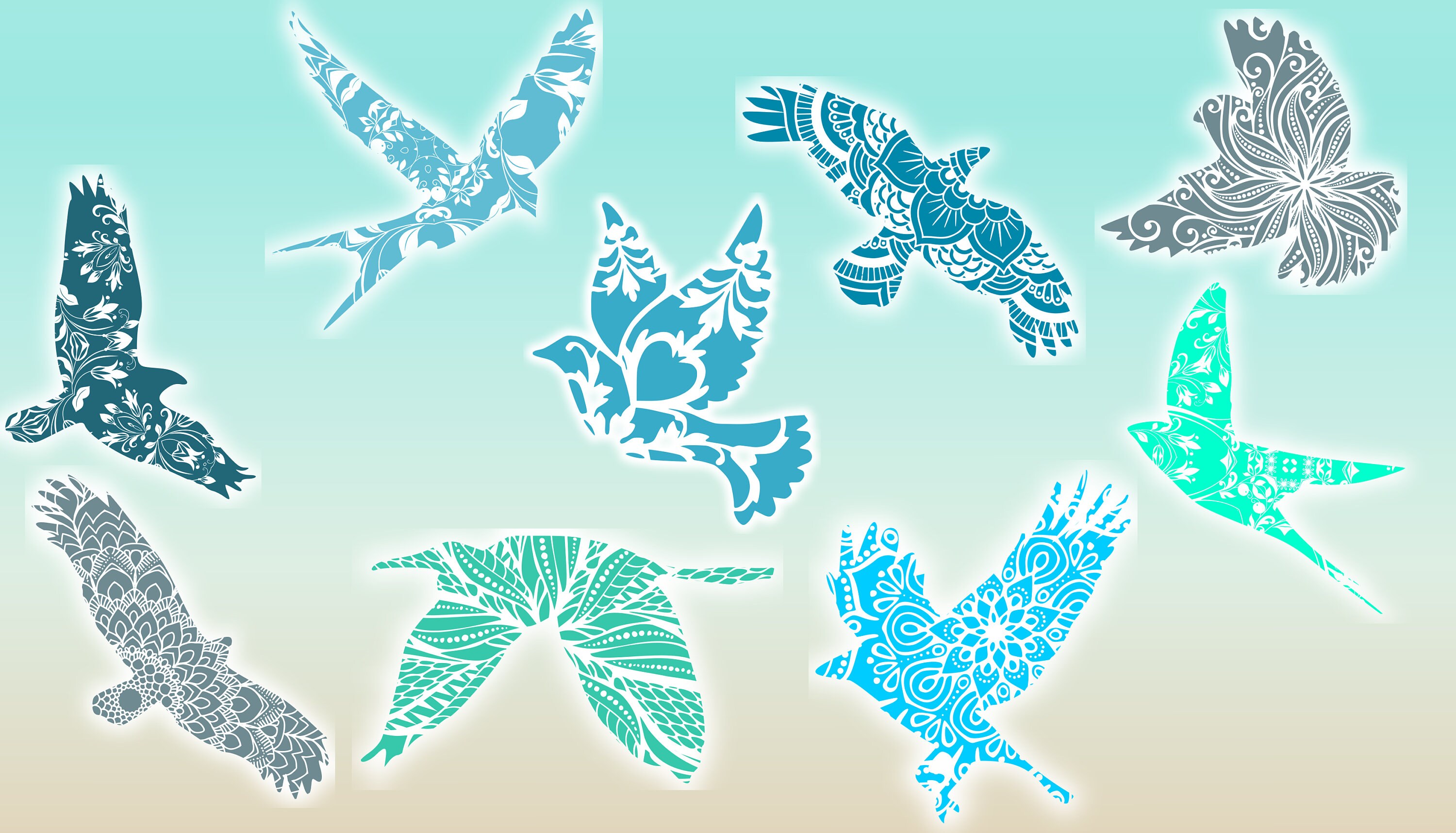 Bird Mandala Birds Flying Zentangle Bundle SVG Files for Cricut ...