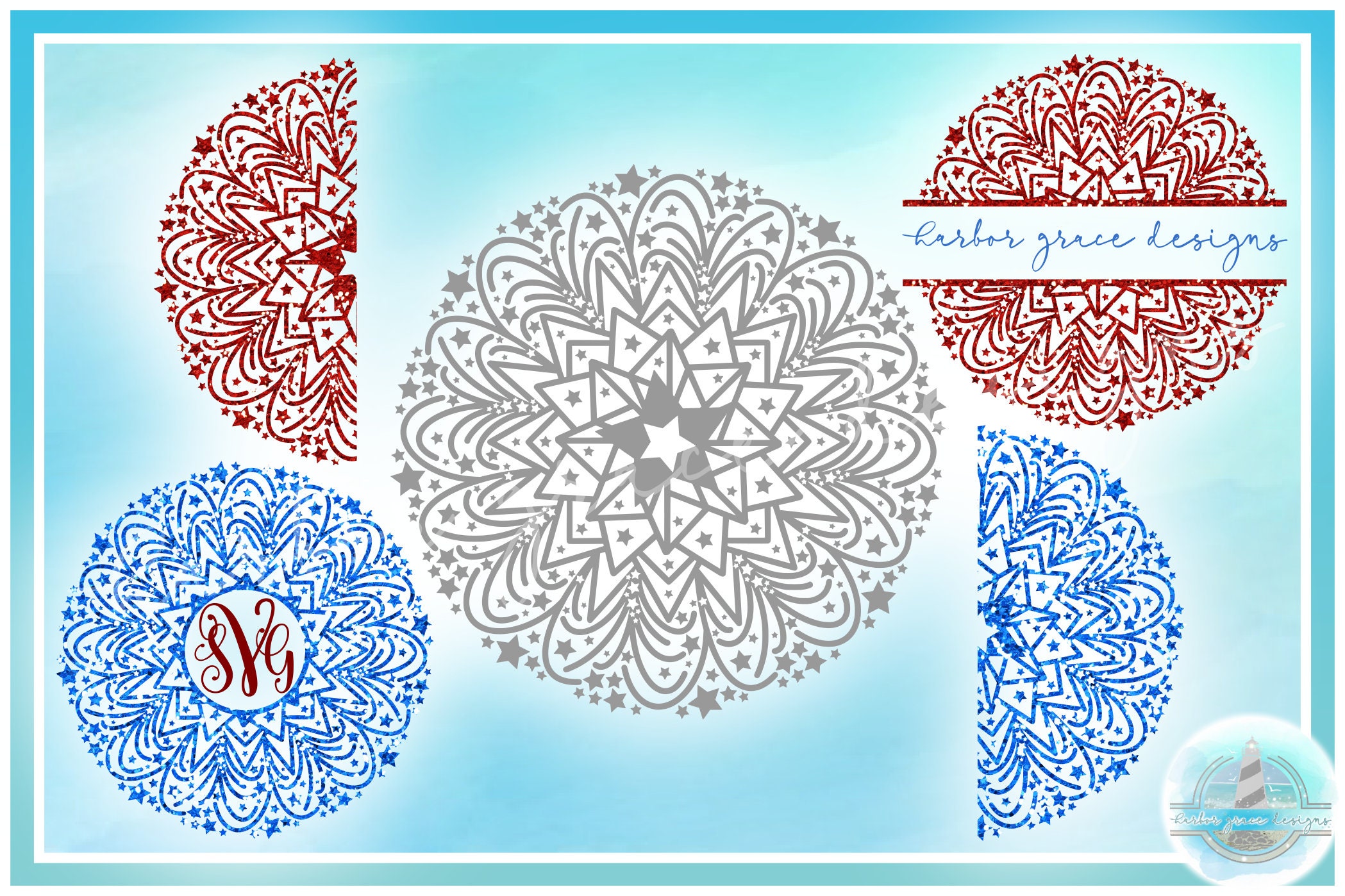 Hand Drawn Stars Mandala SVG Files for Cricut Silhouette - Dxf Eps Pdf ...