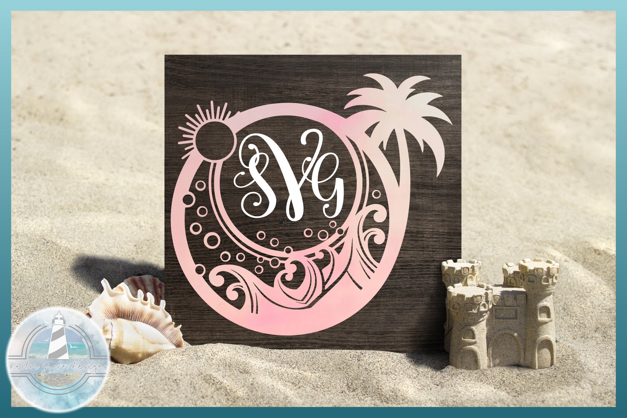 Beach Frame Monogram SVG Files for Cricut Silhouette Dxf Eps - Etsy