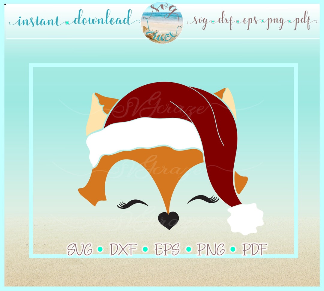 Fox Face With Santa Hat SVG Files for Cricut Silhouette - Dxf Eps Pdf ...