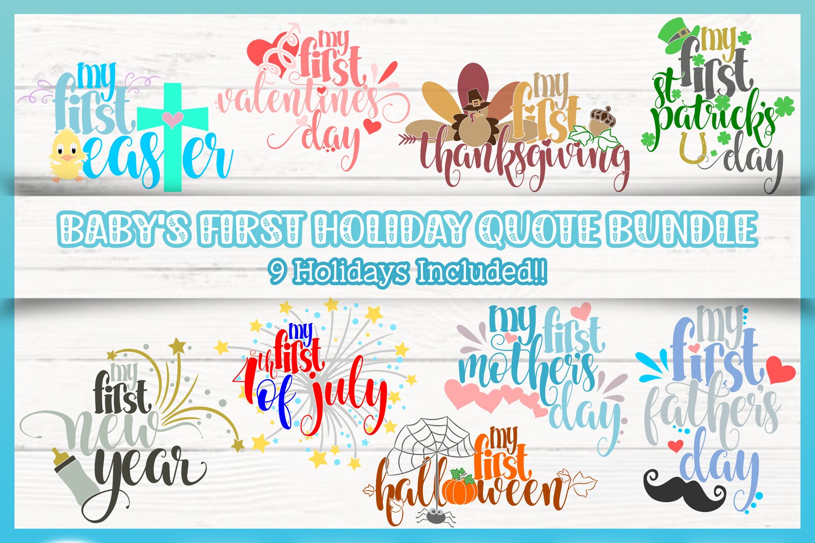 Baby 1st First Holiday Quote Bundle SVG Dxf Eps Png PDF Files - Etsy