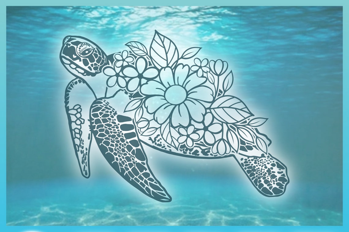 Flower Mandala Sea Turtle Floral Mandala Zentangle SVG Files | Etsy