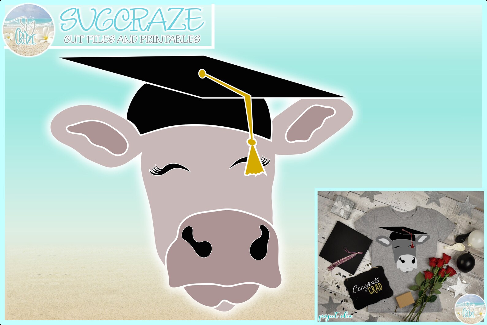 Cow Face With Graduation Cap Seniors 2019 SVG Files for Cricut | Etsy