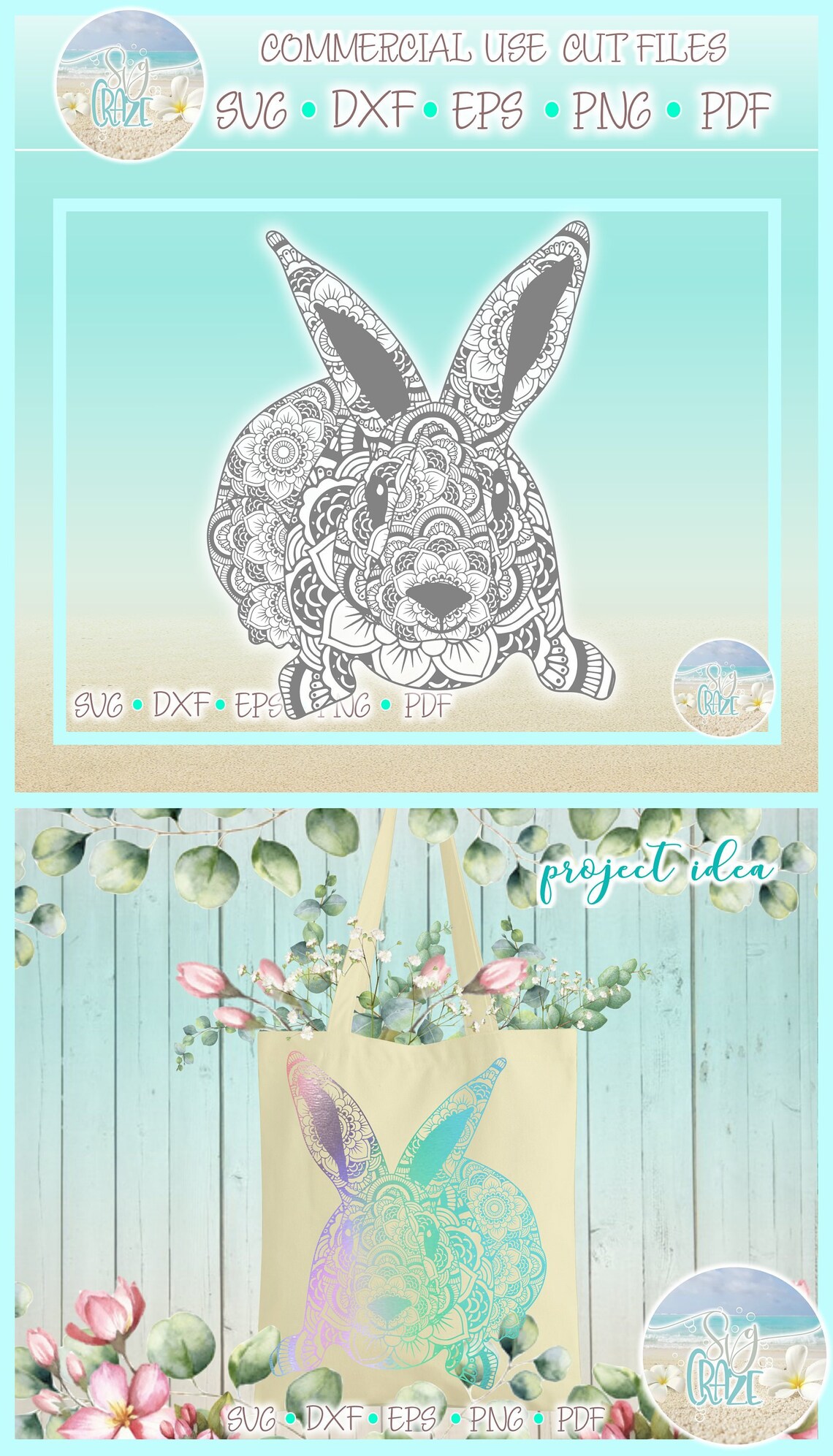 Easter Bunny Mandala Zentangle SVG Files for Cricut Silhouette - Etsy