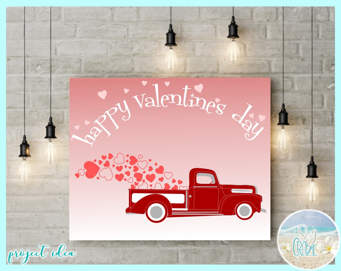 Valentines Day Hearts Truck SVG Files for Cricut Silhouette | Etsy