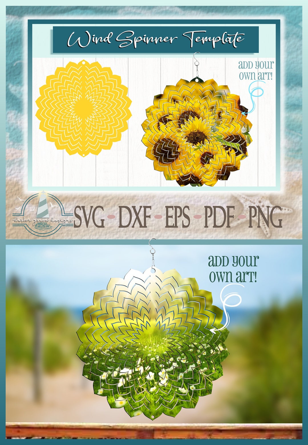 Flower Shape Wind Spinner Template SVG - Windspinner Svg - Hanging Wind ...