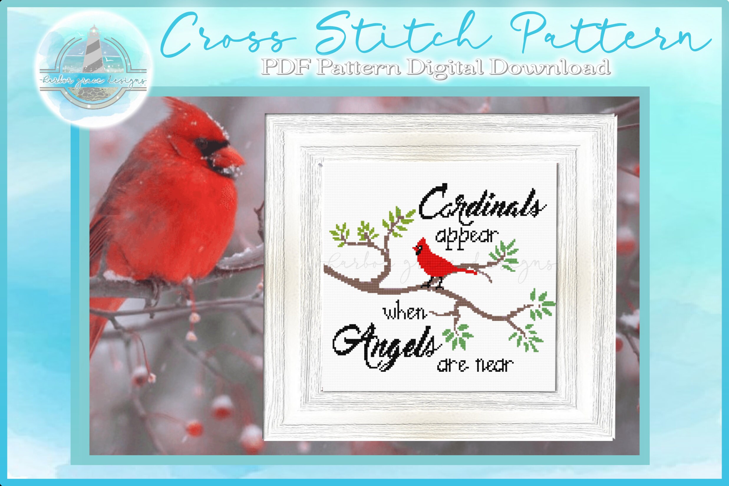 Counted Cross Stitch PDF Pattern | Cardinals Appear When Angels Are ...