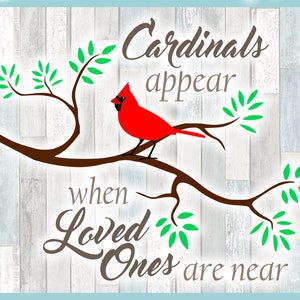 Cardinals Appear When Loved Ones Are Near Christmas Memorial Quote SVG ...
