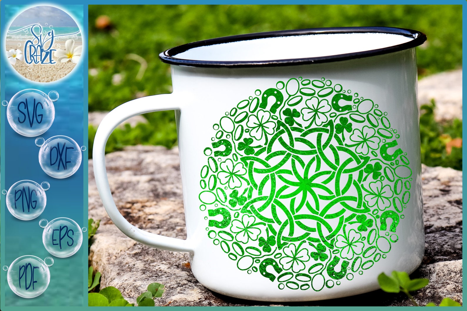 St Patricks Day Celtic Clover Horseshoe Mandala SVG Files For Etsy