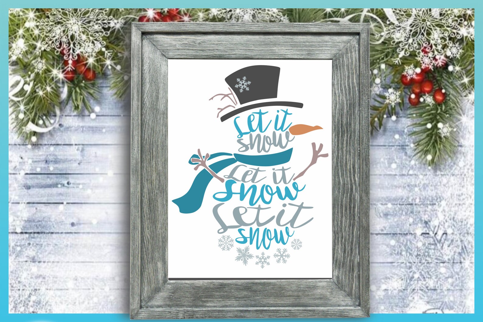 Let It Snow Word Snowman Christmas Winter Holiday SVG Files - Etsy