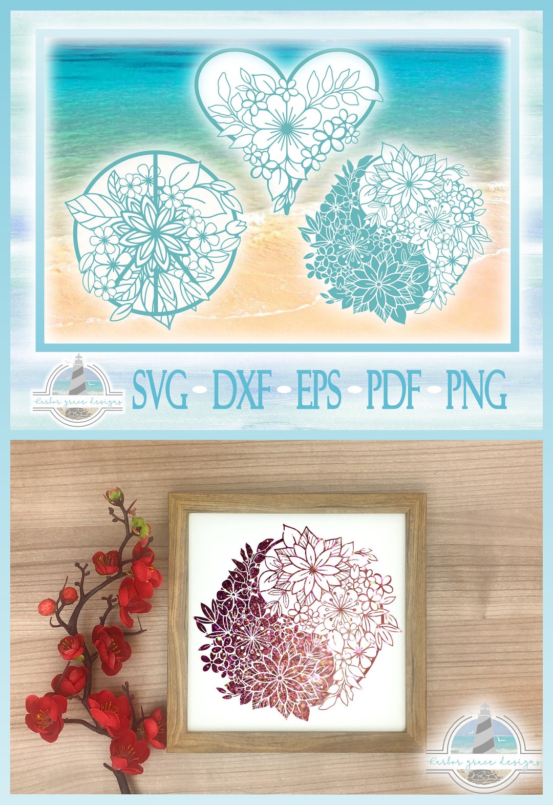 Peace Love Harmony Mandala Bundle SVG - Flower Mandala SVG Files for ...