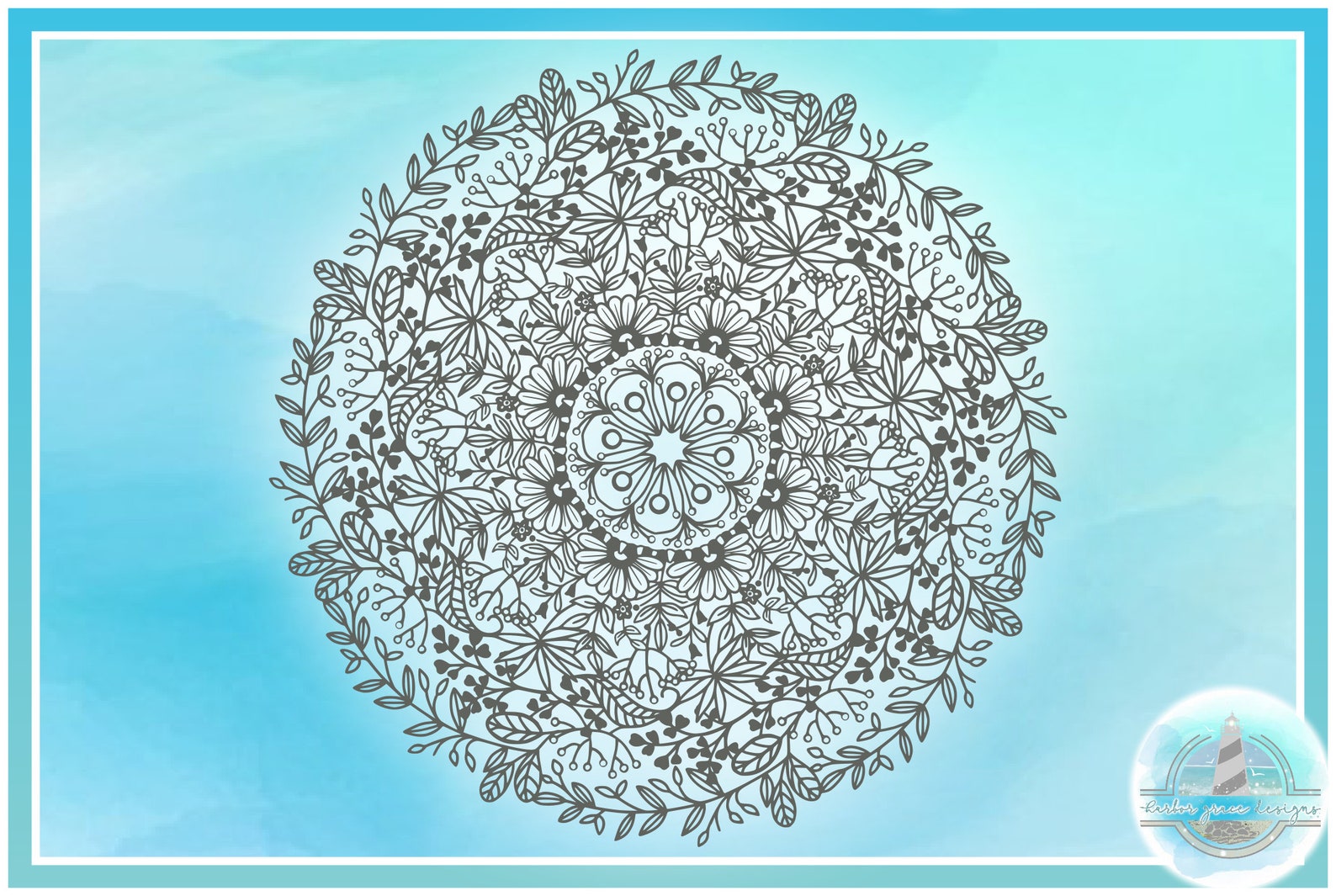 Hand Drawn Line Art Flower Floral Leaves Mandala Zentangle SVG | Etsy