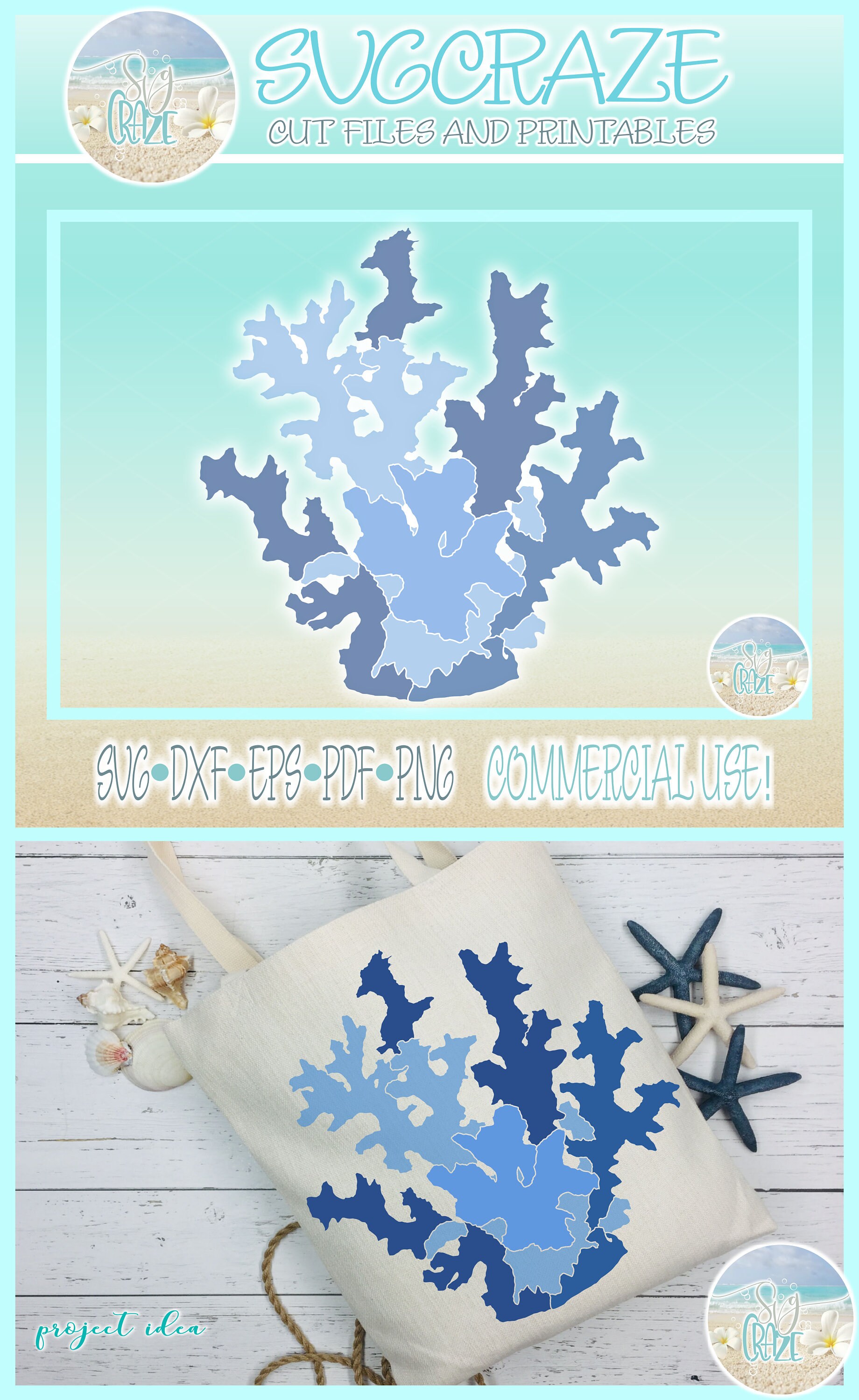 Coral Reef SVG Dxf Eps Pdf PNG Files for Cricut Silhouette | Etsy