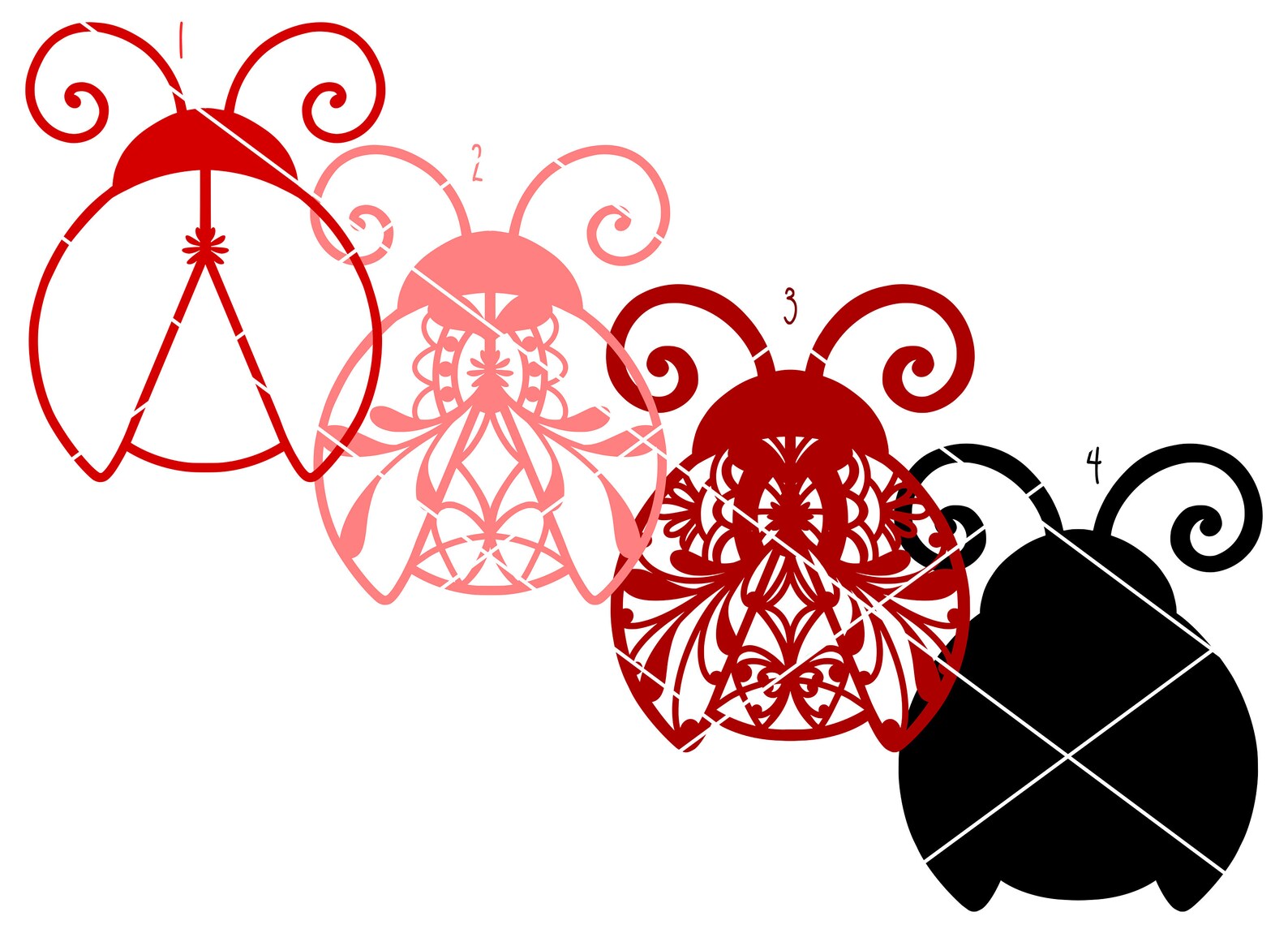 3D Layered Design | Ladybug Mandala SVG File | Multi Layered Mandala ...