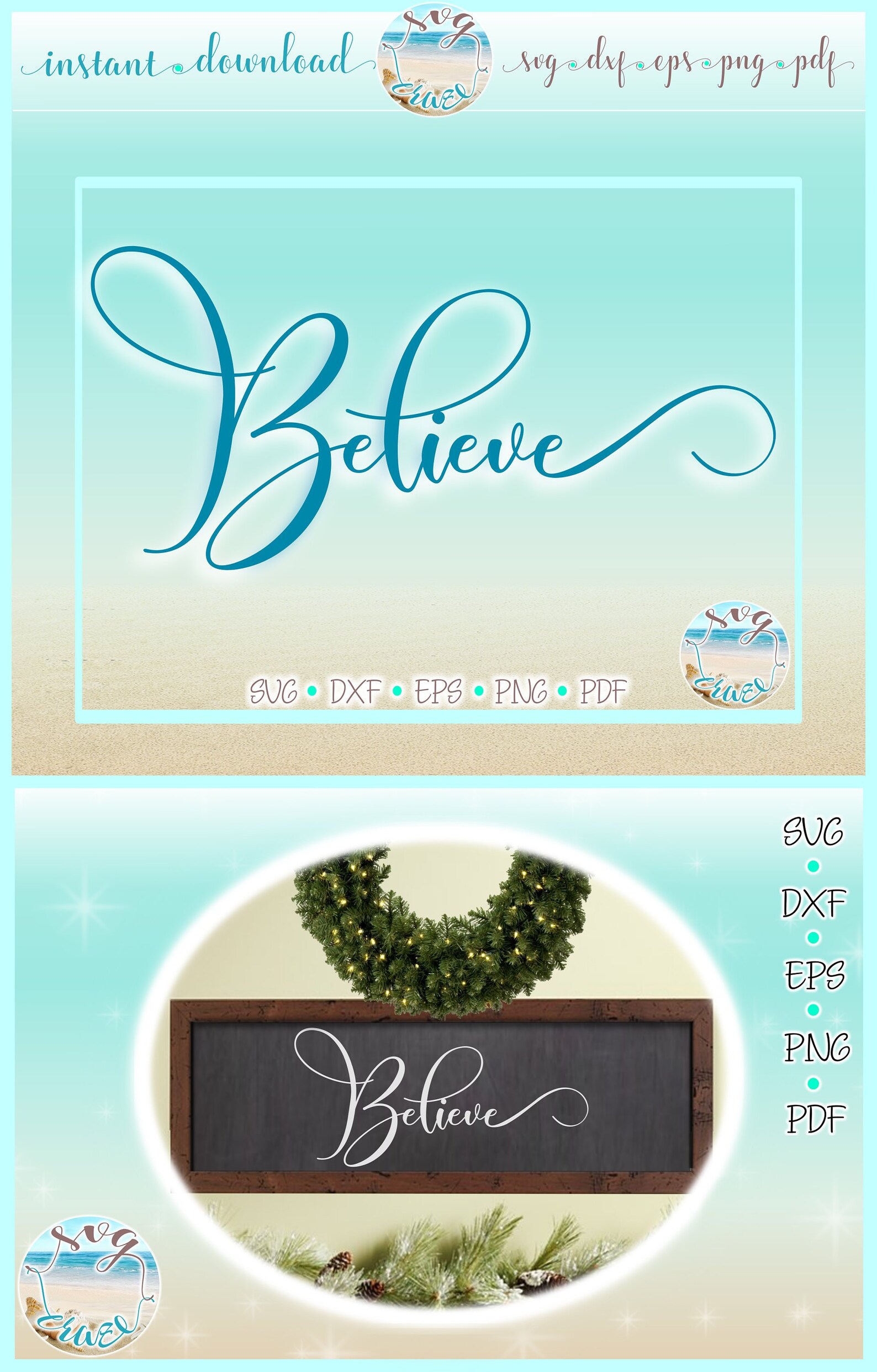 Believe Horizontal Wood Sign SVG Files for Cricut Silhouette - Etsy