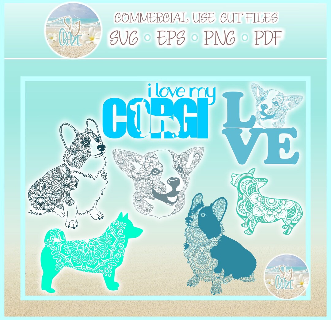 Pembroke Welsh Corgi Mandala Zentangle Bundle SVG Files for Cricut ...