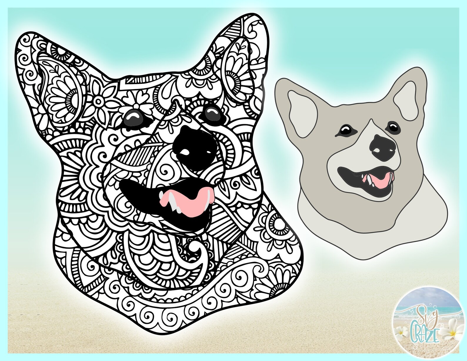 Corgi Dog Mandala Zentangle SVG Files for Cricut Silhouette - Etsy