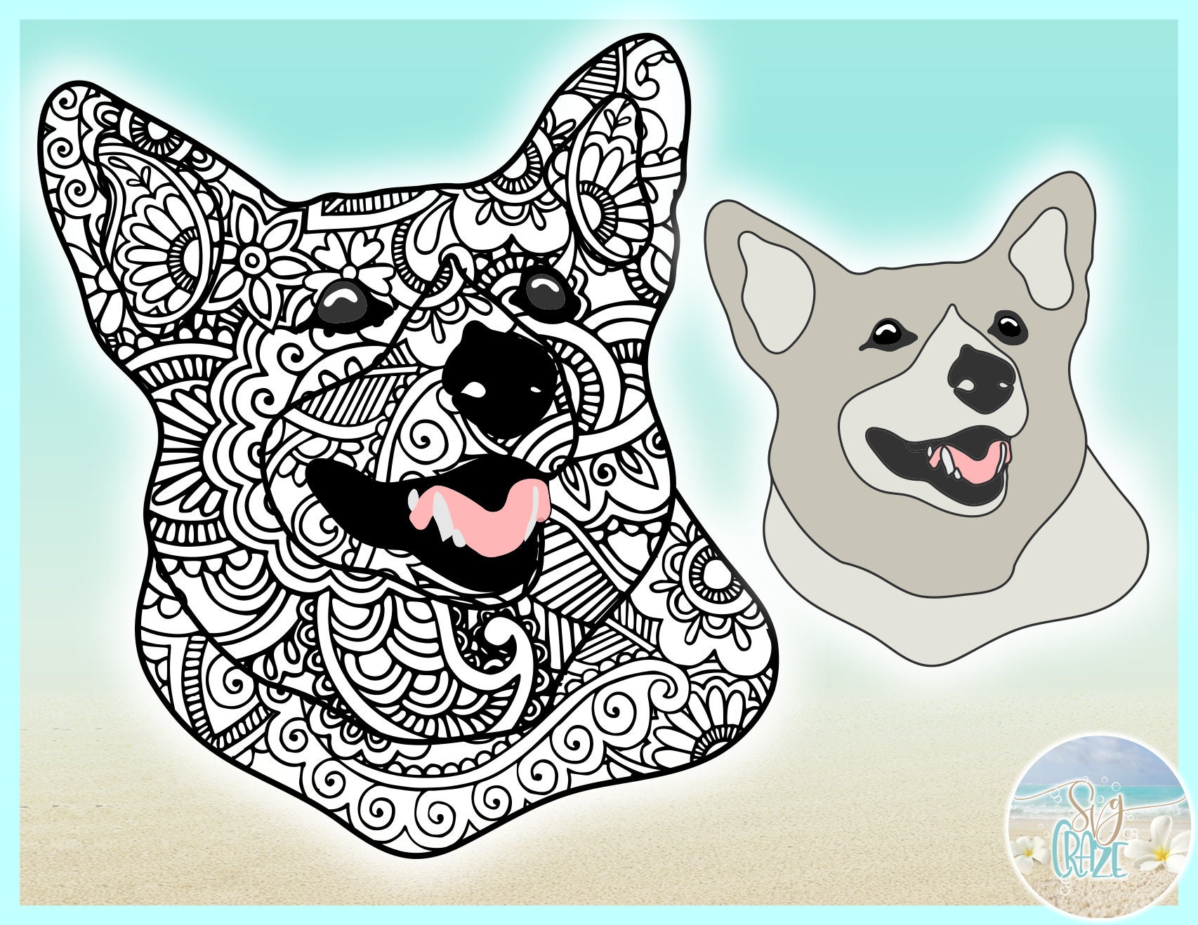 Corgi Dog Mandala Zentangle SVG Files for Cricut Silhouette | Etsy