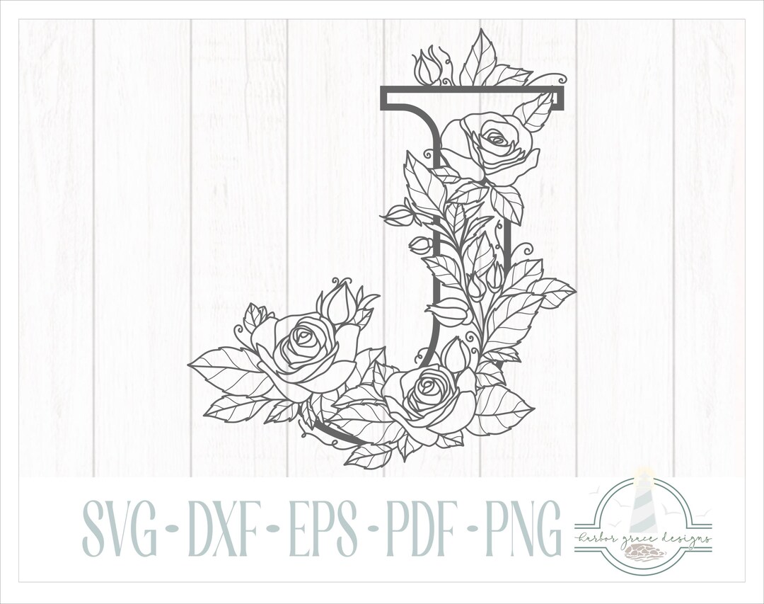 Letter J Rose Alphabet Series Hat Burning Design - for Pyrography - SVG ...