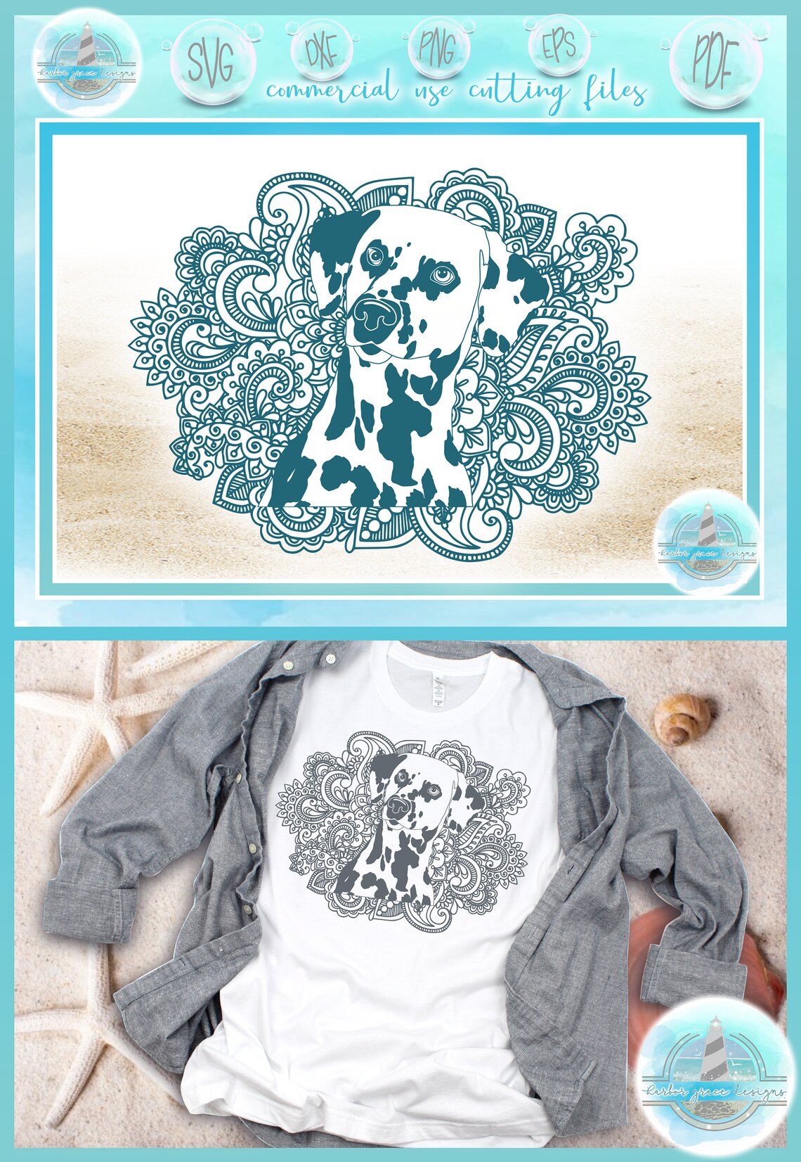 Dalmation with Mandala Zentangle SVG Files for Cricut | Etsy