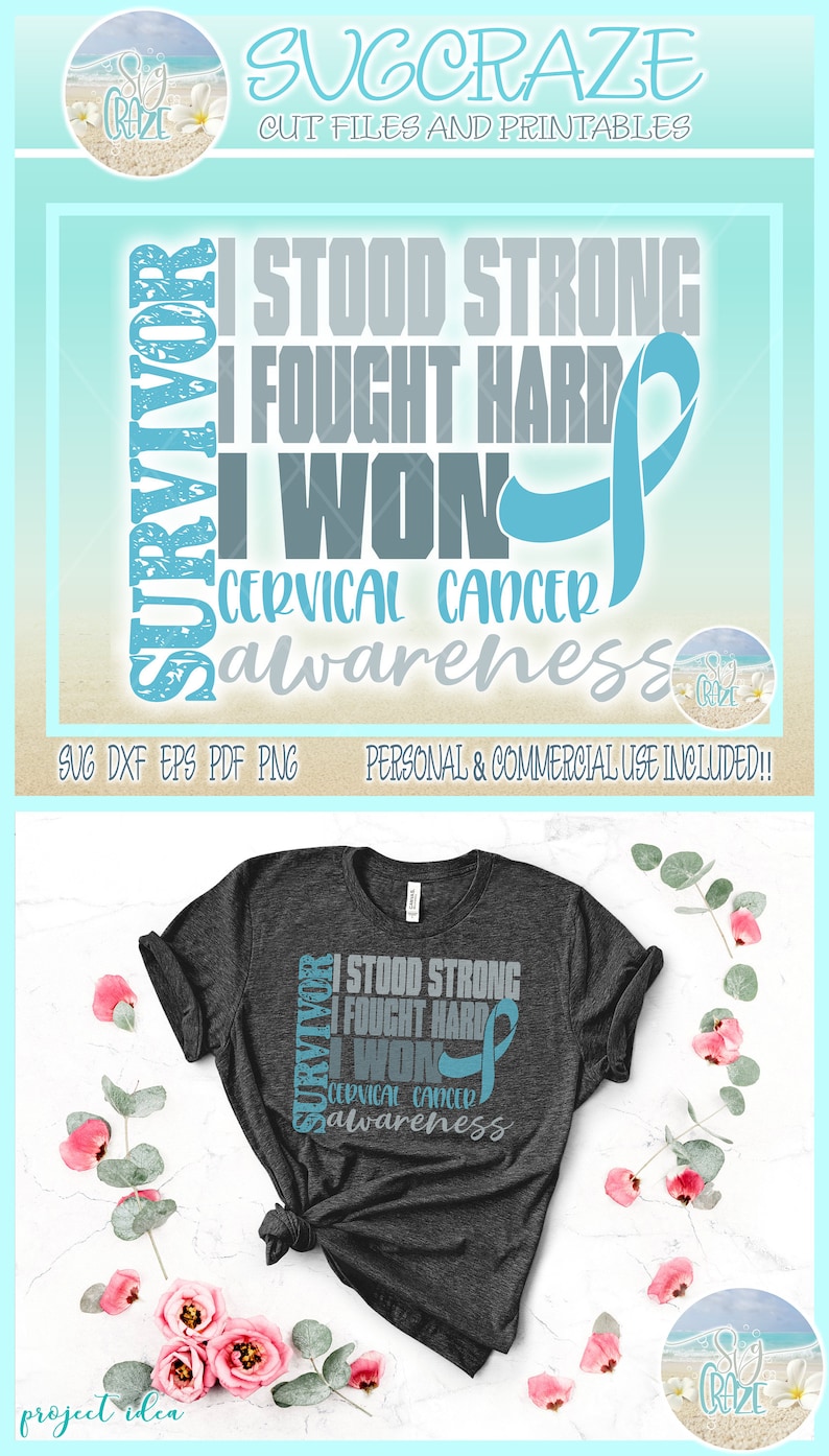 SURVIVOR of Cervical Cancer Stood Strong Fought Hard WON Svg - Etsy