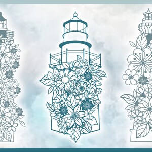 Lighthouse Floral Mandala Zentangle SVG Files for Cricut Dxf Eps Pdf ...