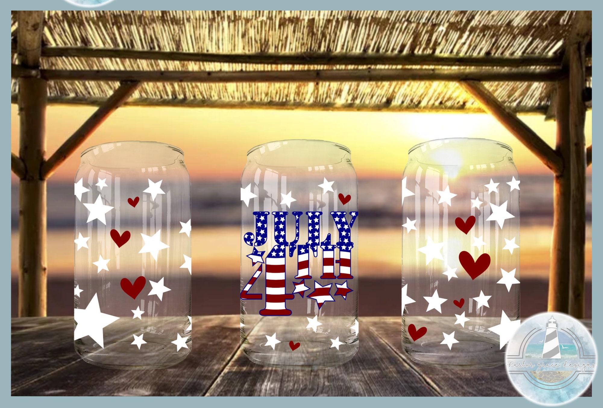 Independence Day July 4th Libbey Glass Can Wrap SVG Files for Cricut ...