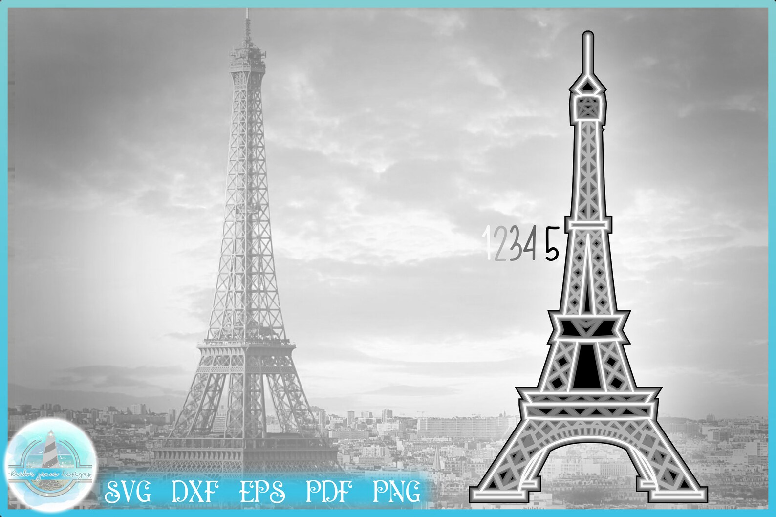 3D Layered Design | Eiffel Tower Paris Mandala SVG File | Multi Layered ...