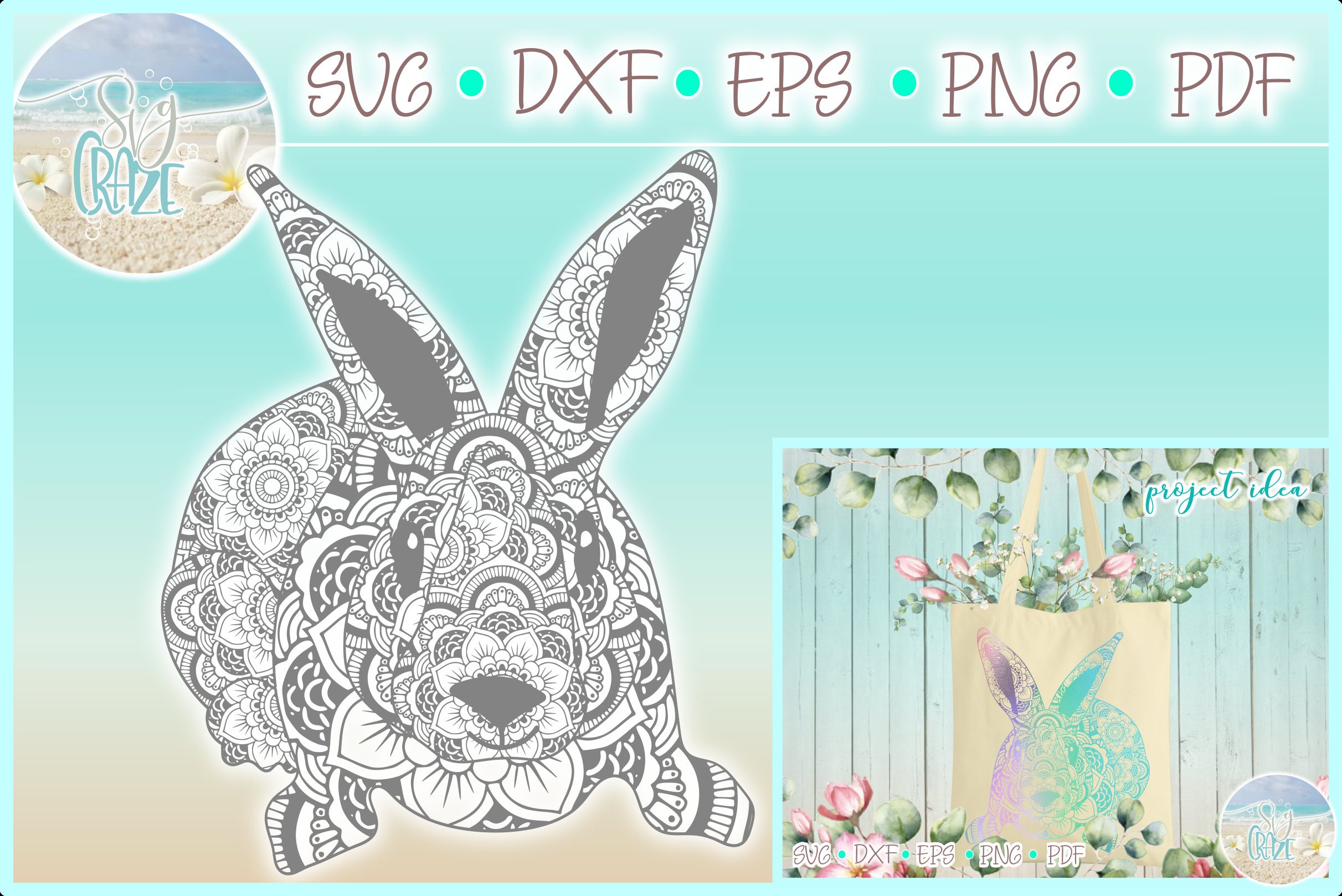 Easter Bunny Mandala Zentangle SVG Files for Cricut Silhouette - Etsy