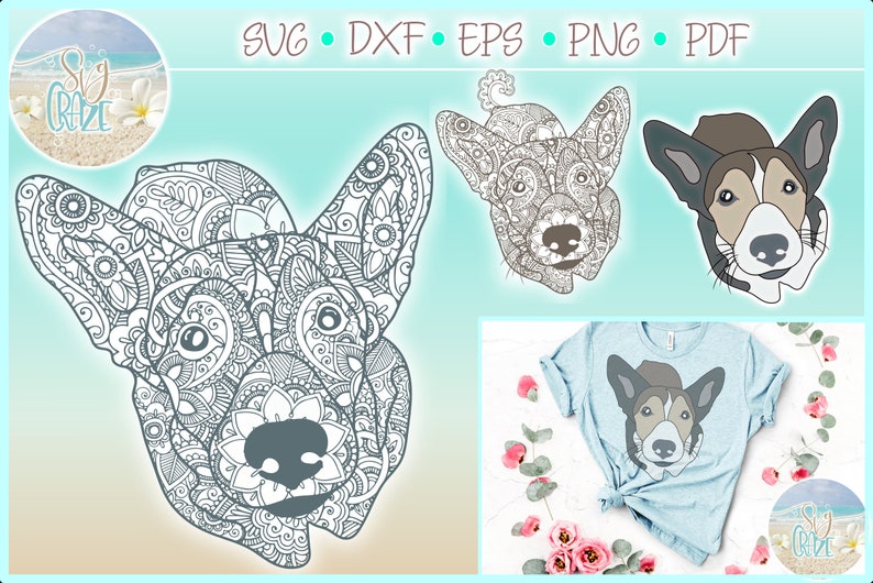 Corgi Dog Mandala Zentangle SVG Files for Cricut Silhouette - Dxf Eps ...