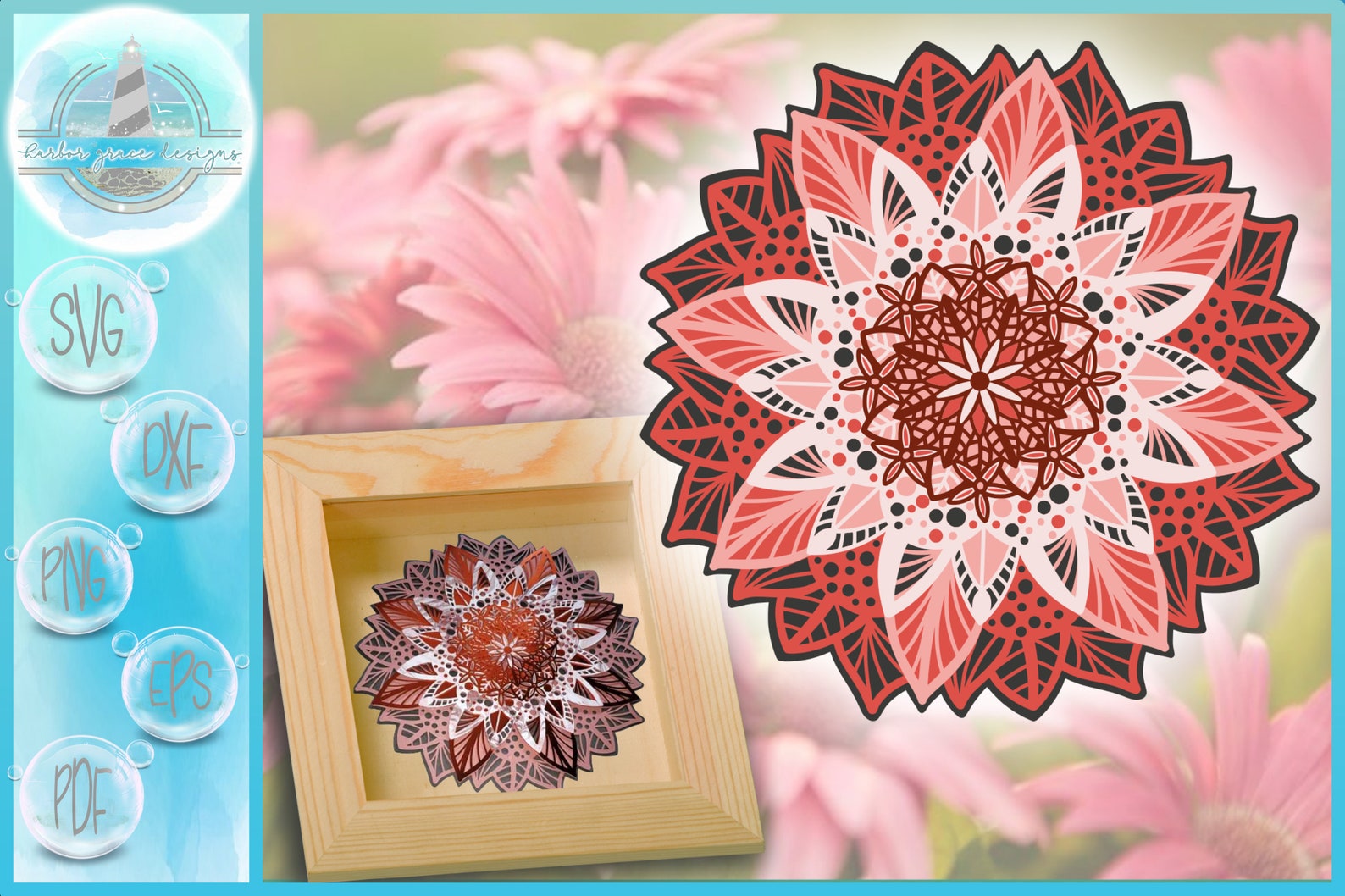 3D Layered Design | Floral Mandala SVG File | Multi Layered Mandala SVG ...