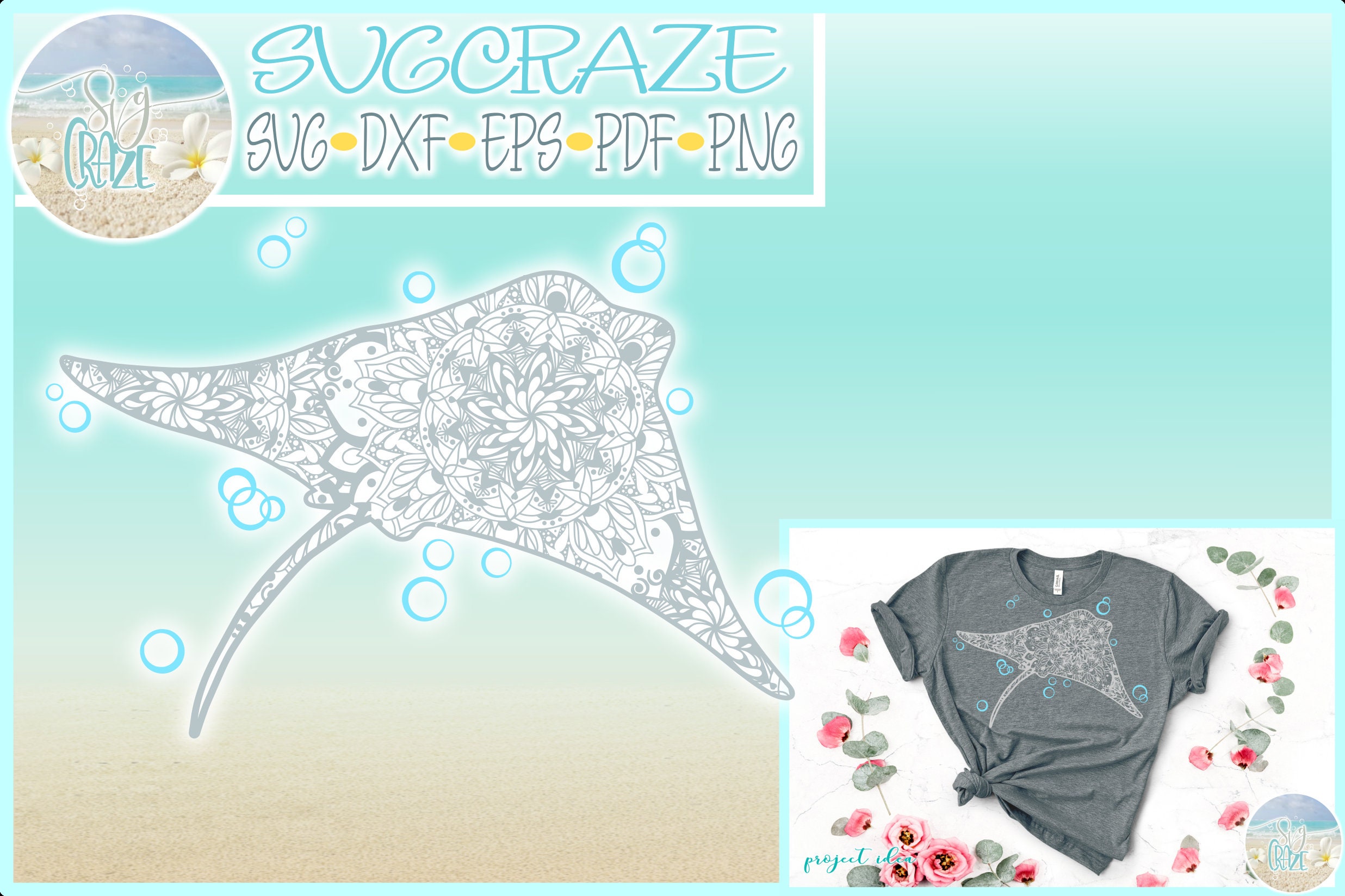 Sting Ray Mandala Zentangle SVG Files for Cricut Silhouette - Etsy