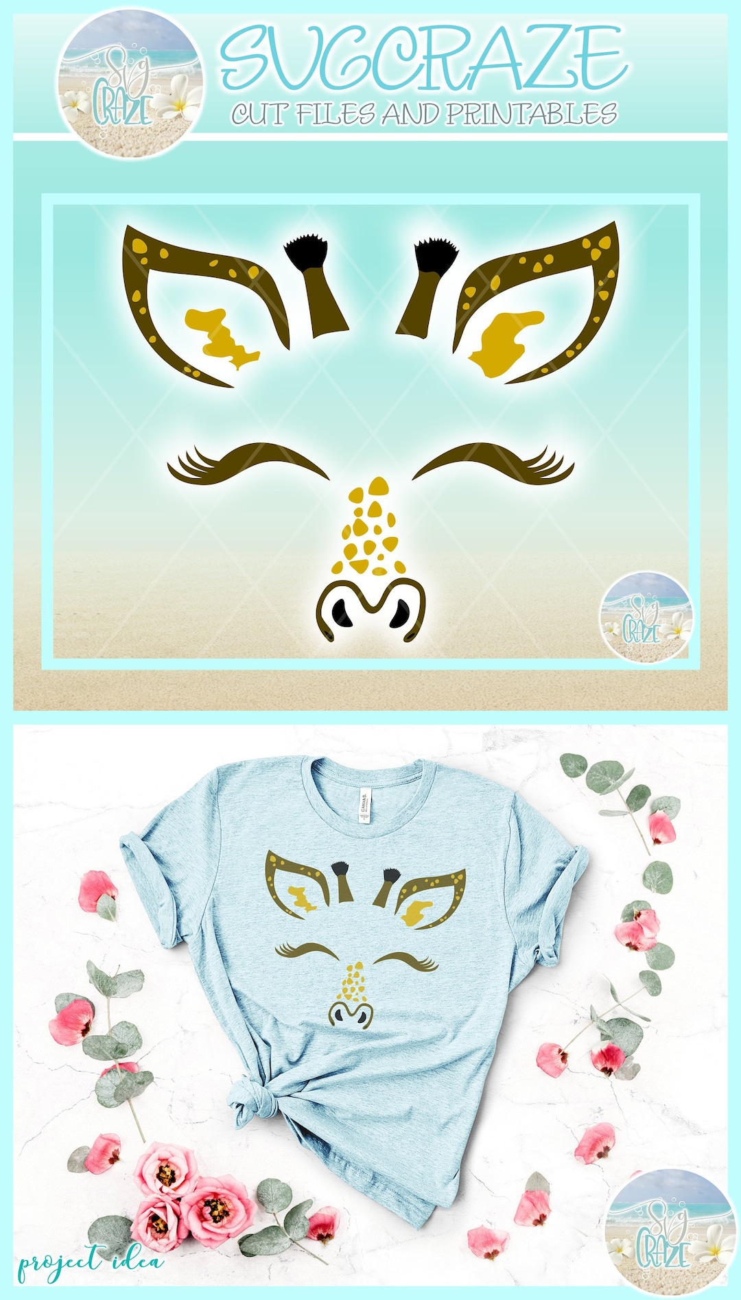 Giraffe Face SVG Files for Cricut Silhouette - Dxf Eps Pdf Png Included ...