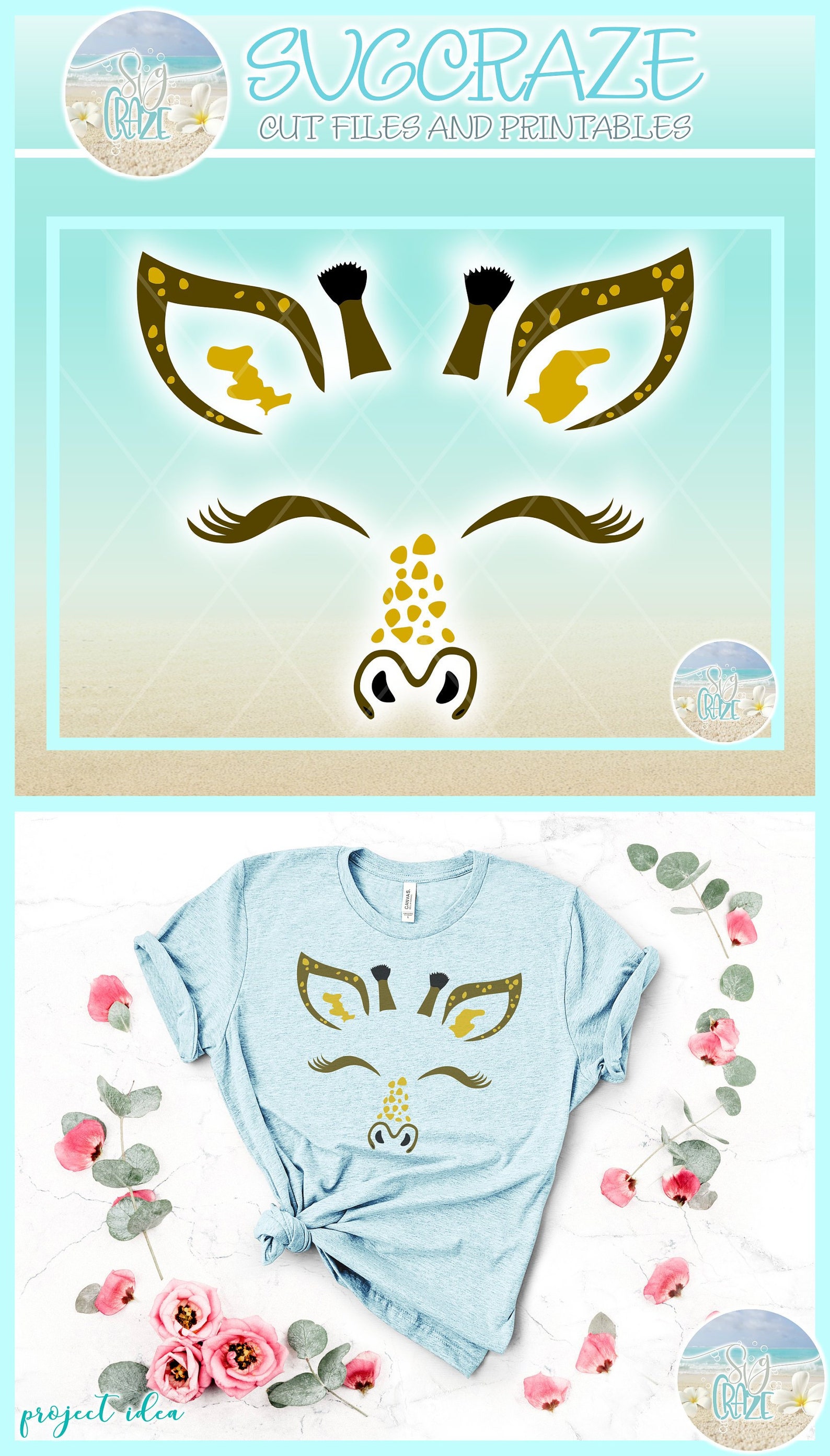 Giraffe Face SVG Files for Cricut Silhouette - Dxf Eps Pdf Png Included ...
